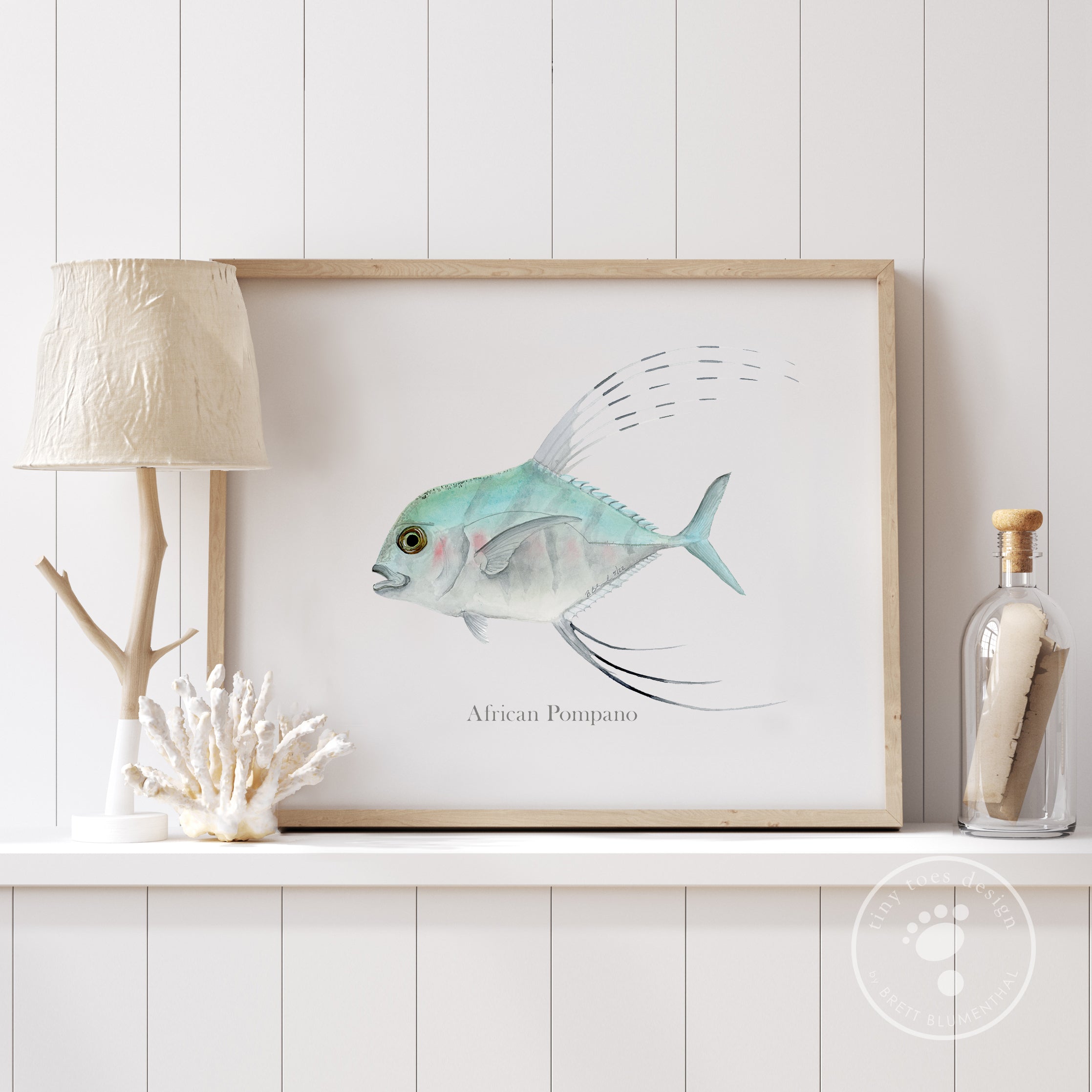 African Pompano Fish Art Print | Coastal Decor – Tiny Toes Design