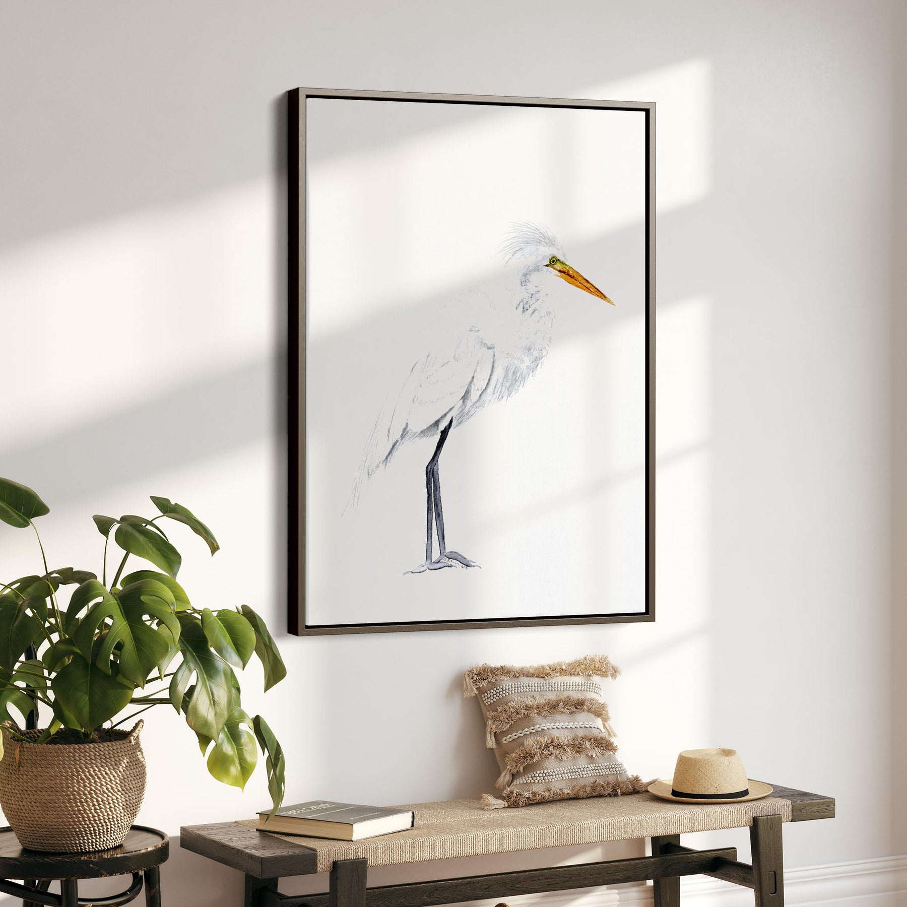 Great Egret Watercolor Illustration | Bird Wall Art | Tiny Toes Design