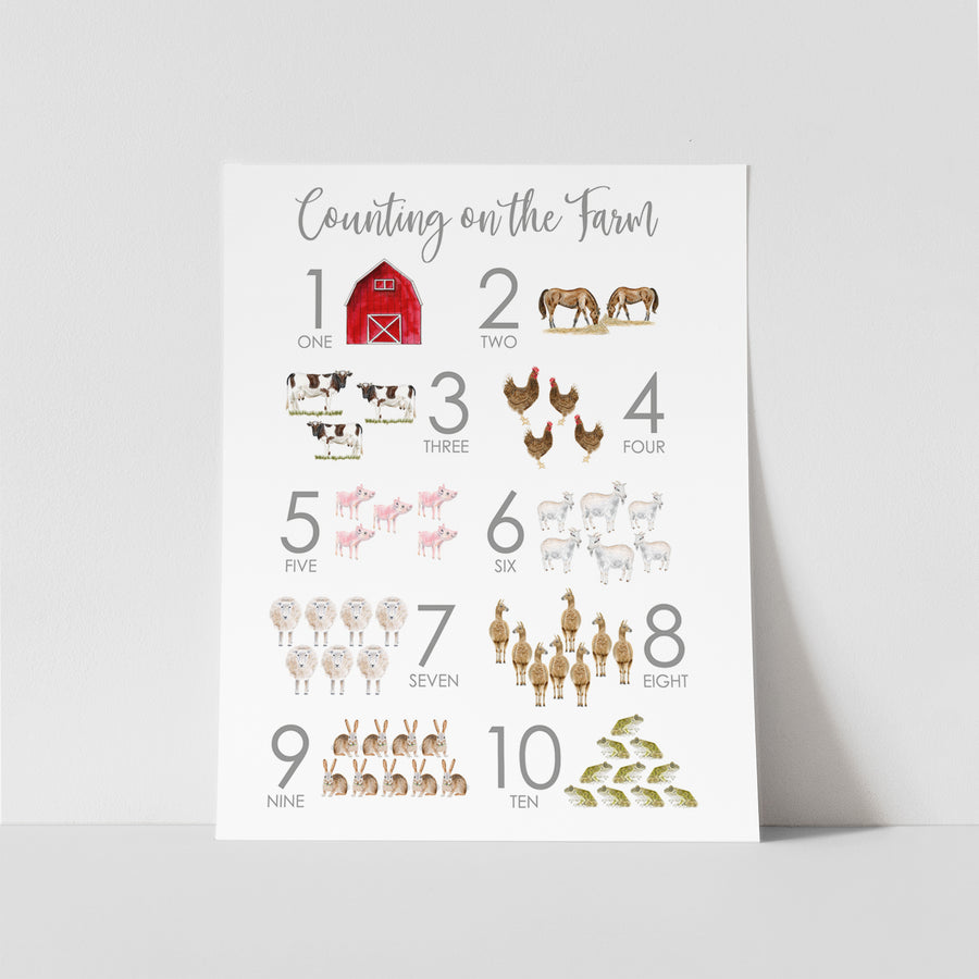 Farm Number Poster | Numbers 1 - 10 Educational Print – Tiny Toes Design