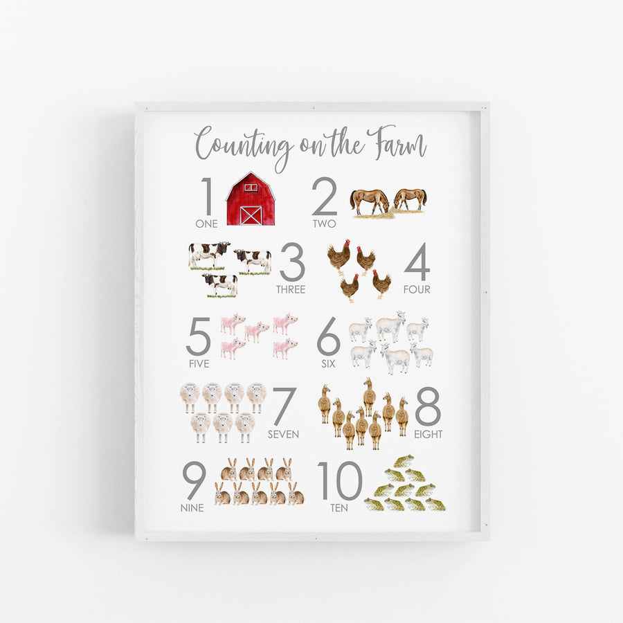 Farm Number Poster | Numbers 1 - 10 Educational Print – Tiny Toes Design