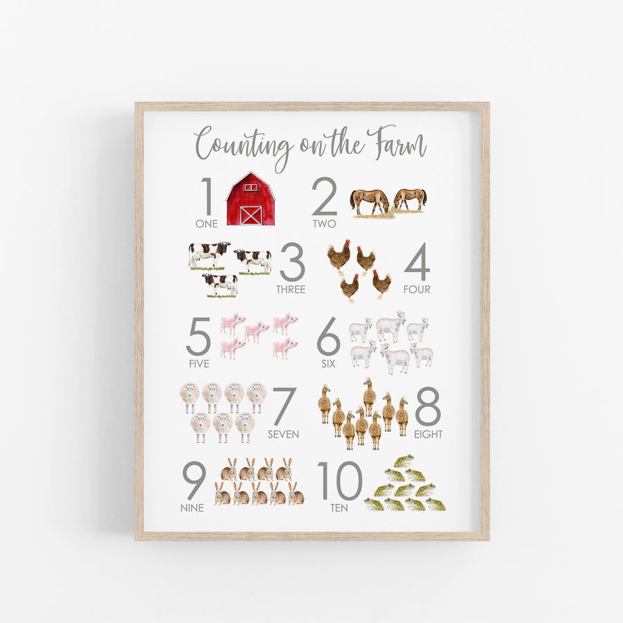 Farm Number Poster | Numbers 1 - 10 Educational Print – Tiny Toes Design