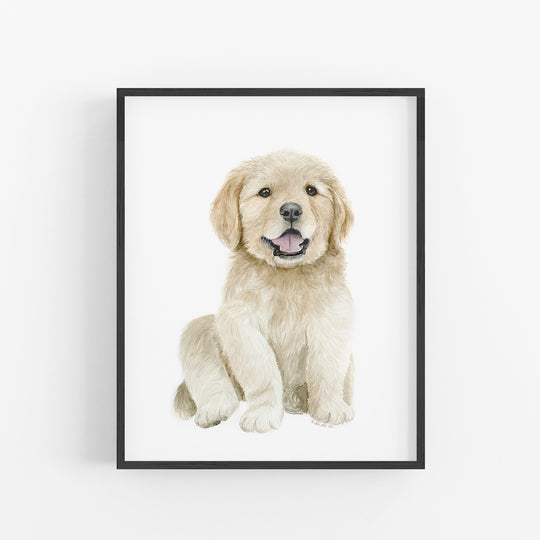 Golden Retriever Puppy Print | Bowtie Pup Art – Tiny Toes Design