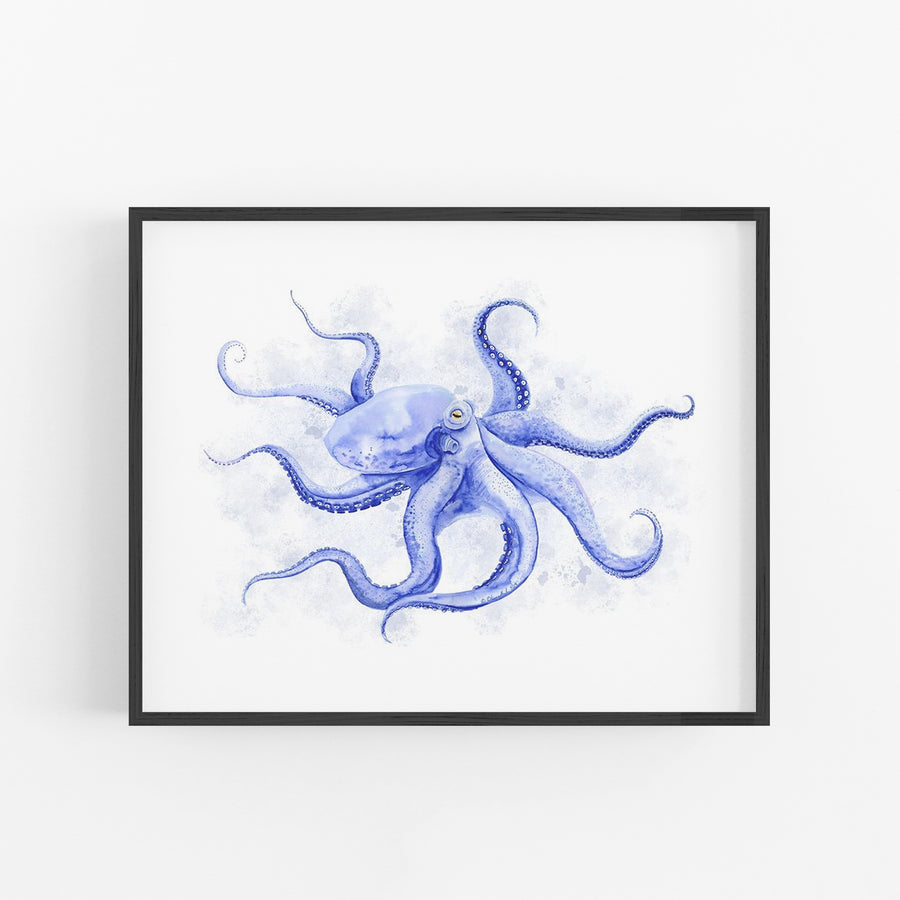 Octopus Watercolor Print | Sea Life Ocean Nursery Decor – Tiny Toes Design
