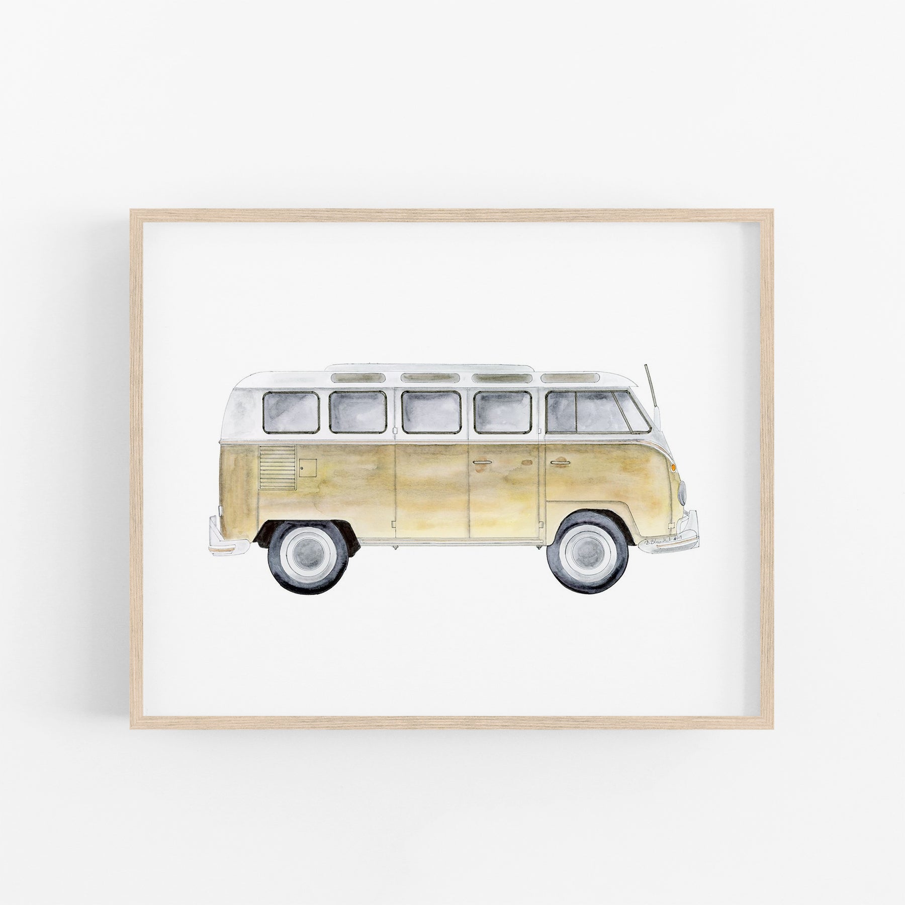 Camper Van in Tan Print | Vintage Kombi Poster – Tiny Toes Design