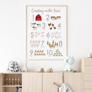 Farm Number Poster | Numbers 1 - 10 Educational Print – Tiny Toes Design