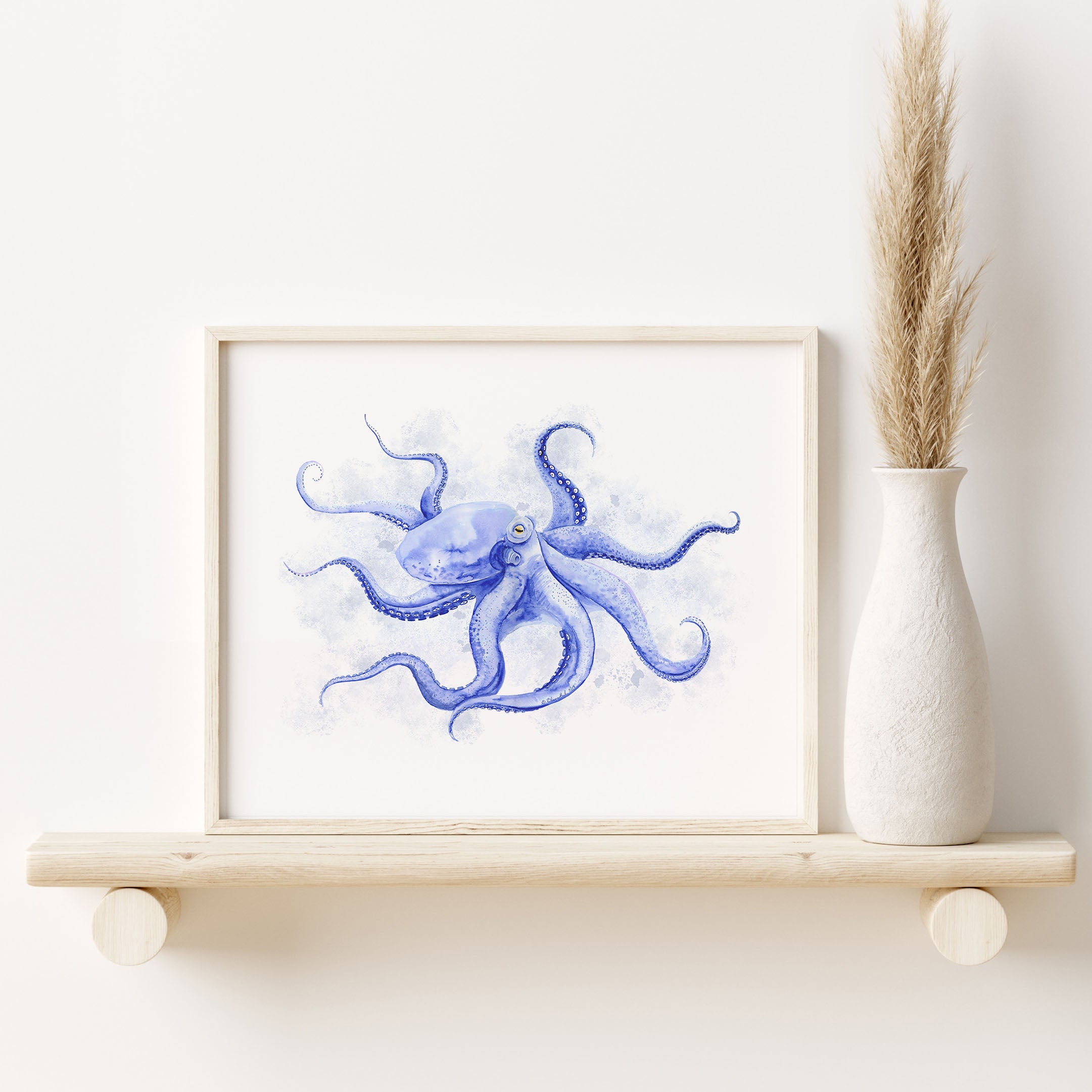 Octopus Watercolor Print | Sea Life Ocean Nursery Decor – Tiny Toes Design