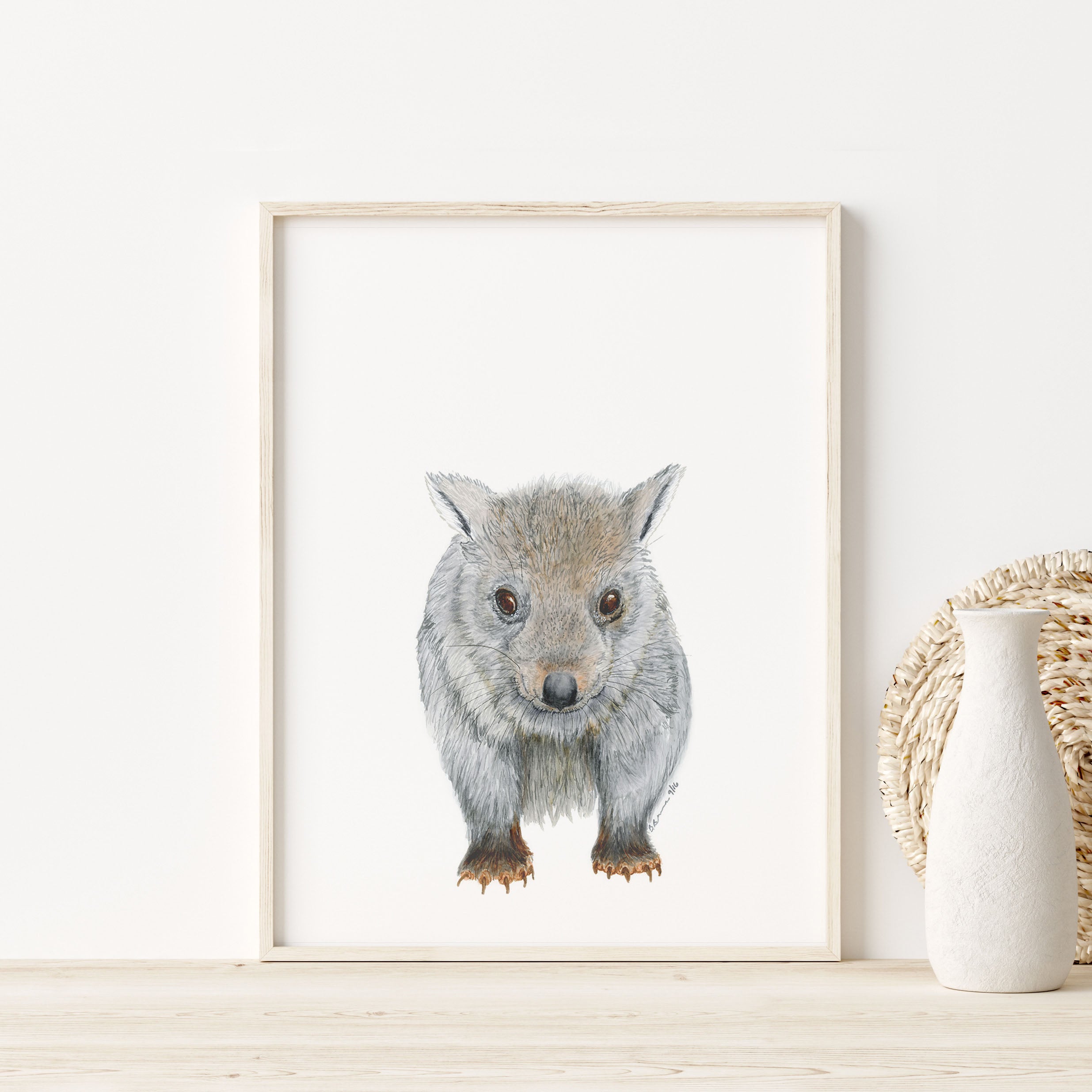 Baby Wombat Print | Australian Animal Nursery Decor – Tiny Toes Design