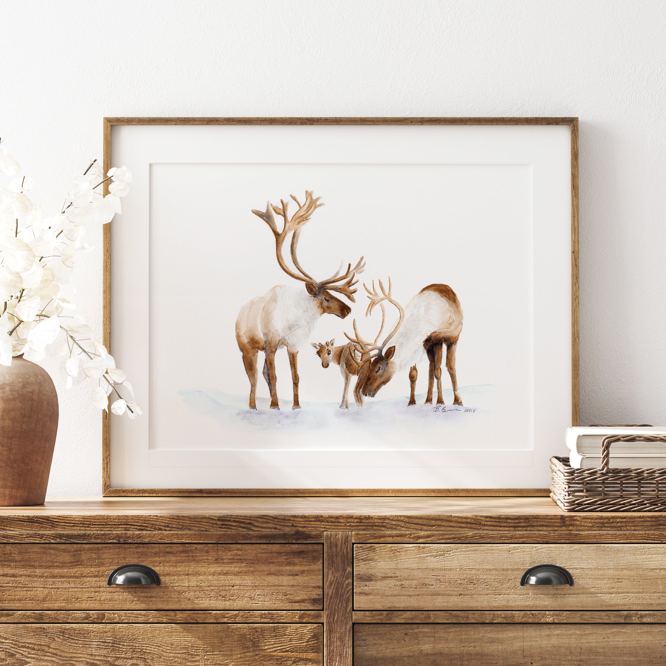 Caribou Family Nursery Print | Reindeer Holiday Decor – Tiny Toes Design