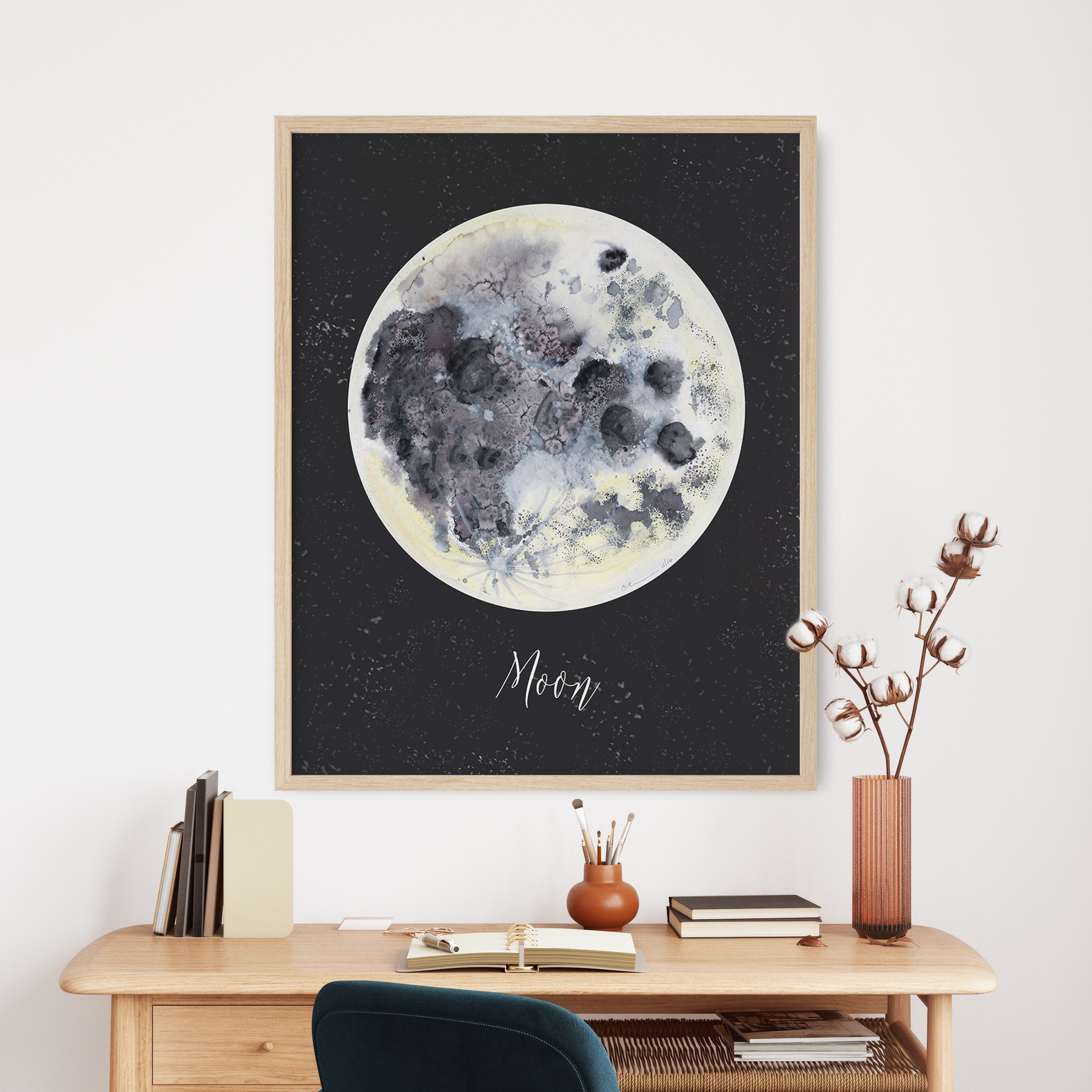 Moon with Starry Night Sky | Space Nursery Décor – Tiny Toes Design