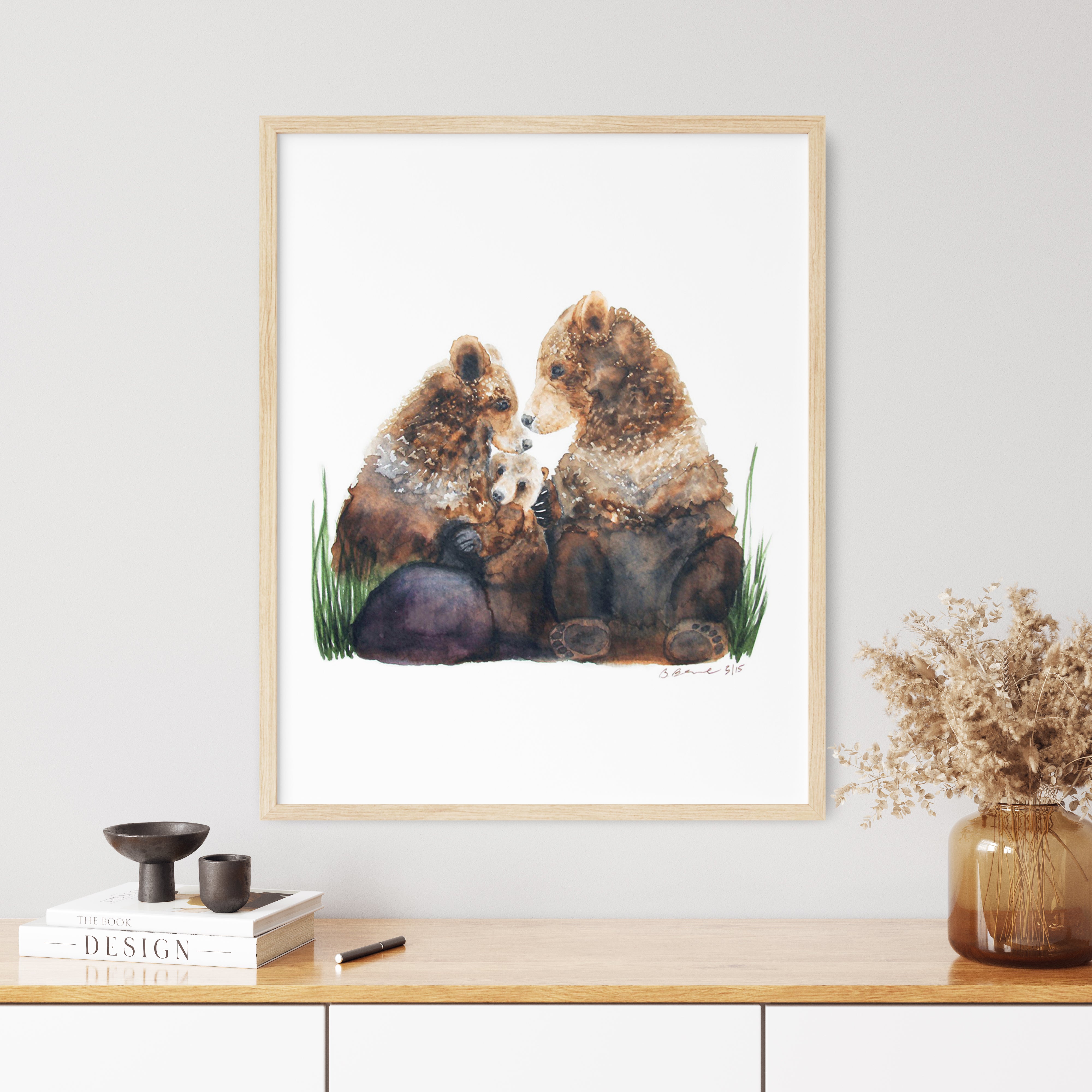 Brown Bear Family Watercolor | Woodland Nursery Print – Tiny Toes Design