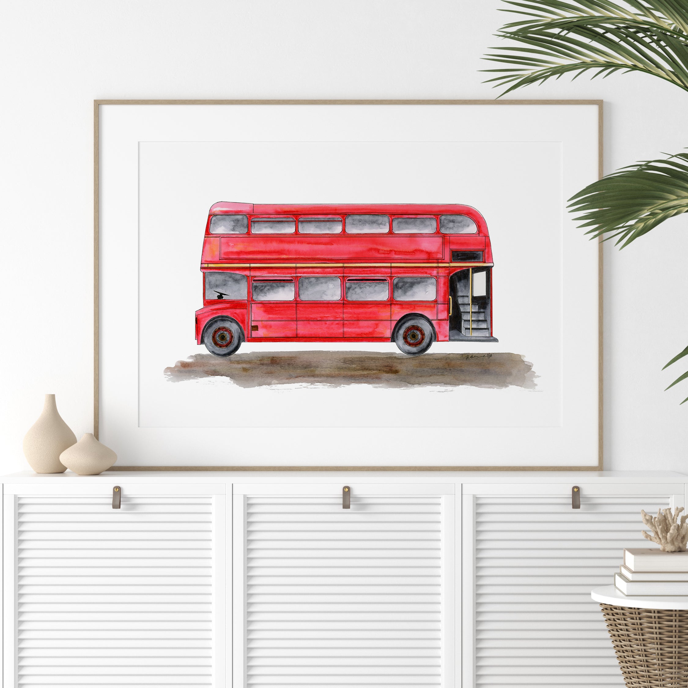 Double Decker Bus Illustration | London Travel Wall Decor – Tiny Toes ...