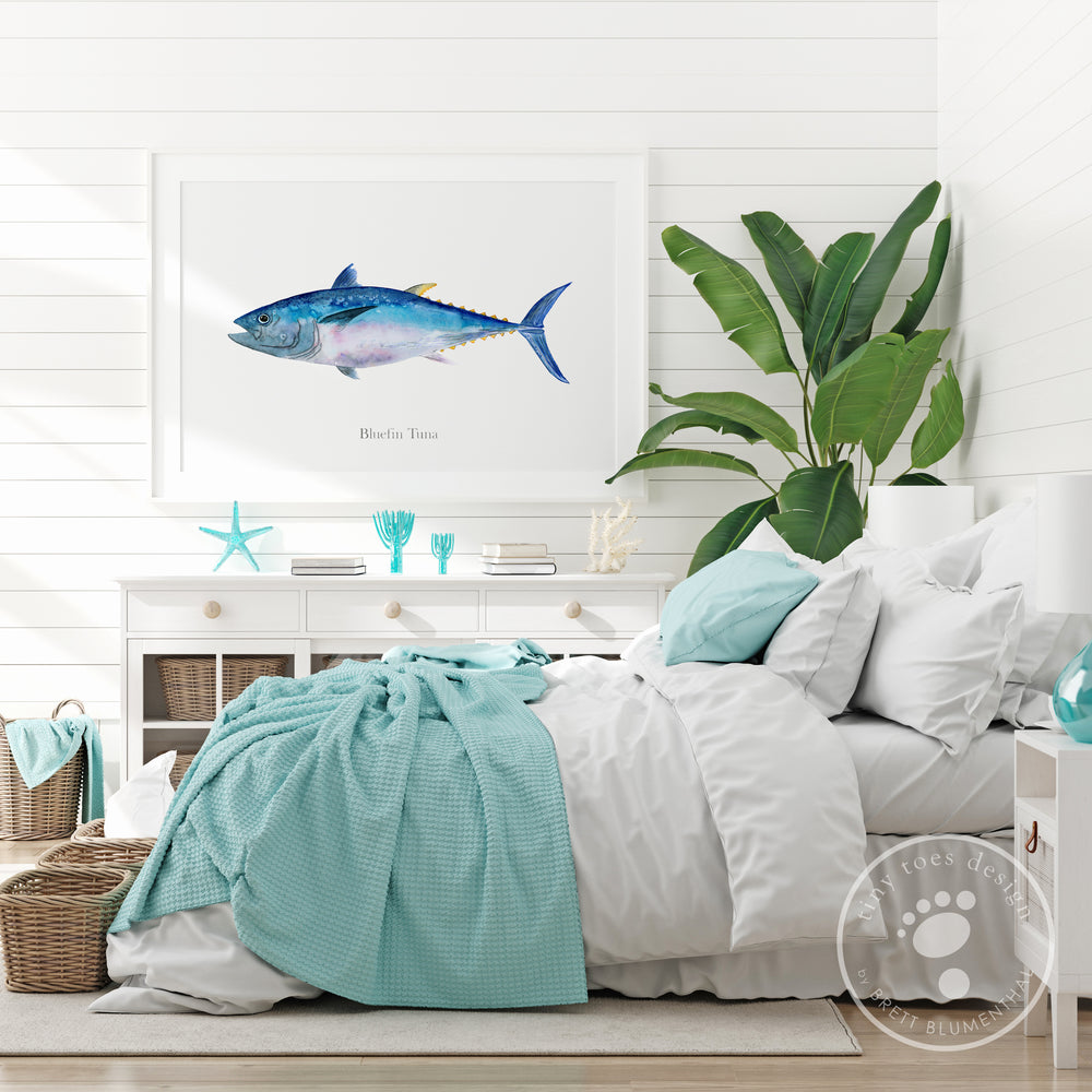 Bluefin Tuna Watercolor Fish Art | Brett Blumenthal | Tiny Toes Design