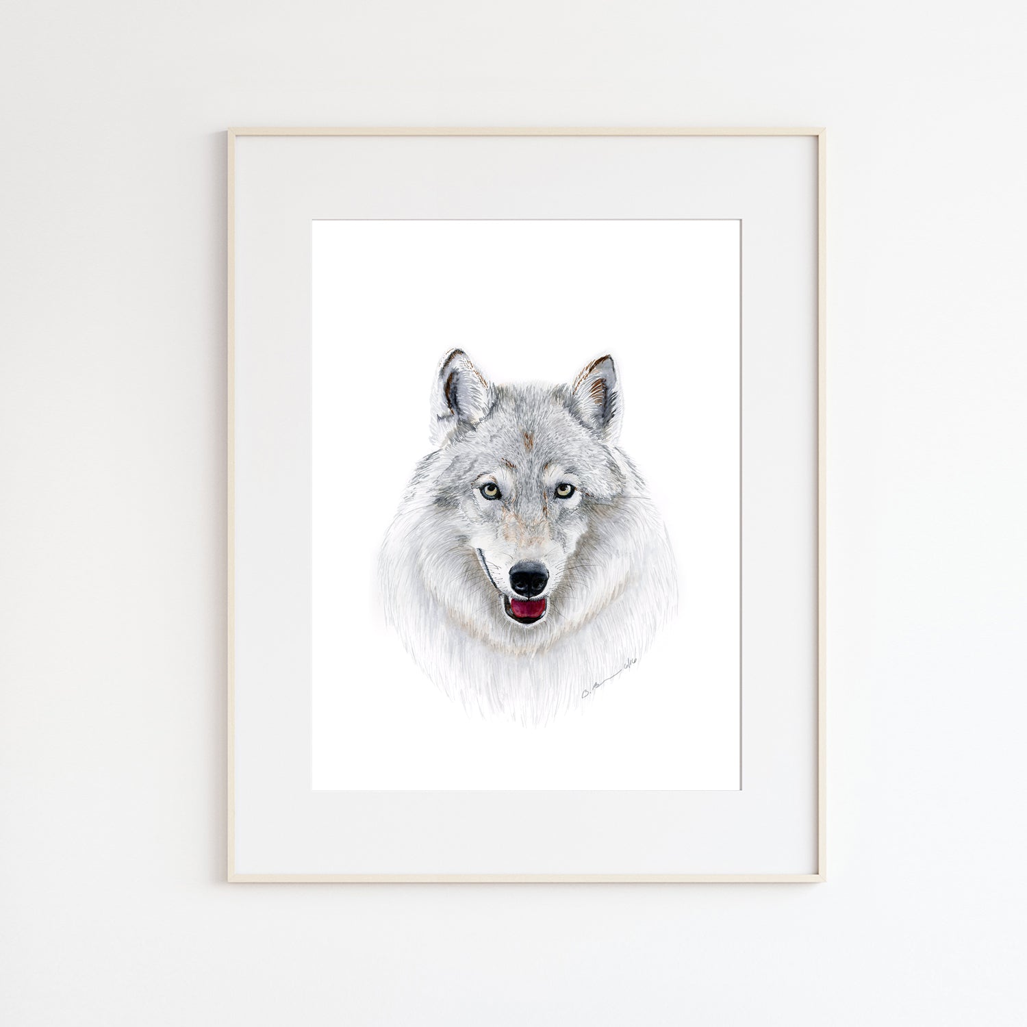 Gray Wolf Watercolor Print | Wolf Painting - Tiny Toes Design