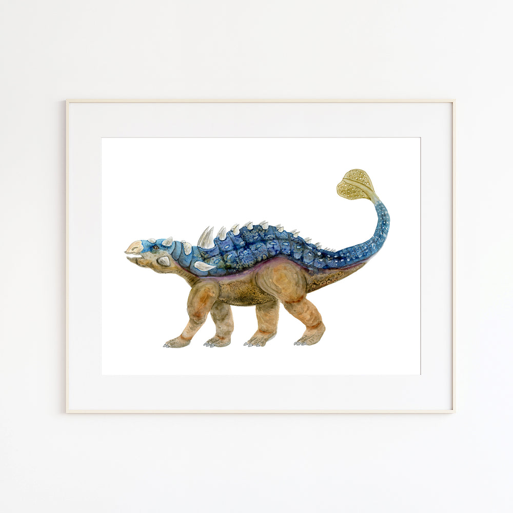 Ankylosaurus Watercolor | Dinosaur Nursery Decor | Tiny Toes Design