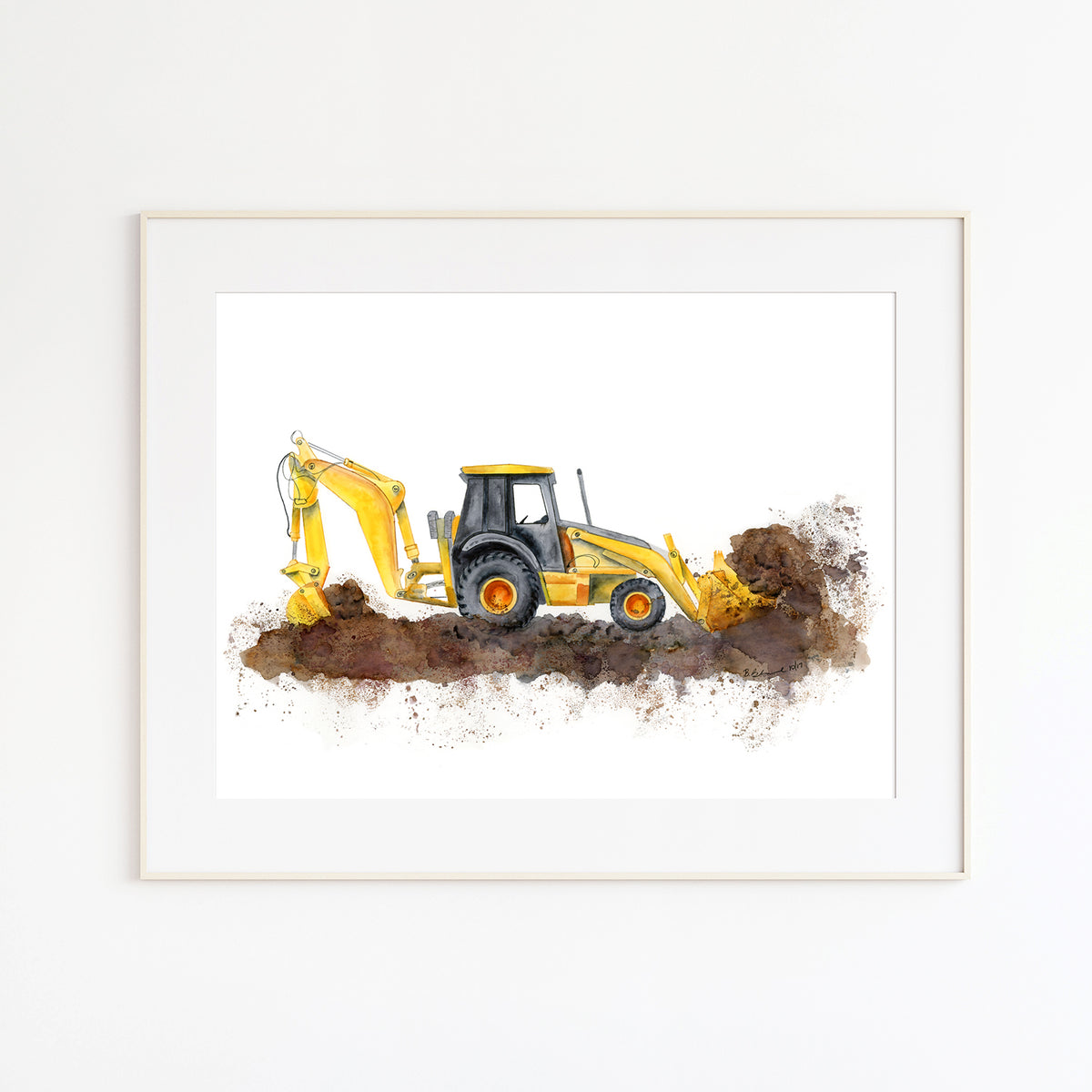 Backhoe Illustration Print - Kid's Room Decor | Brett Blumenthal | Tiny ...