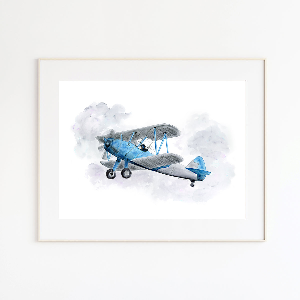 Blue Biplane Art Print | Brett Blumenthal | Tiny Toes Design