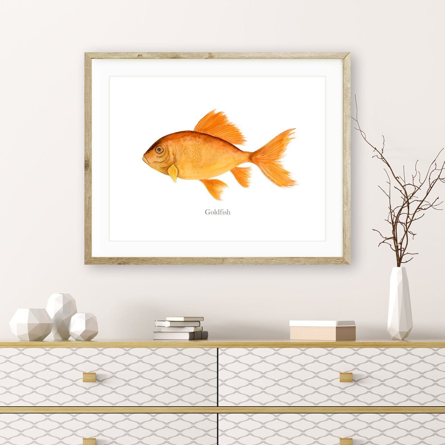 Goldfish Watercolor Art | Freshwater Fish Print - Tiny Toes Design